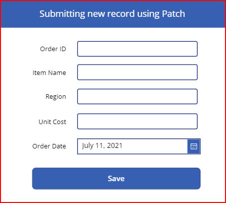 Using Patch function to submit data from a Custom Form in Power Apps ...