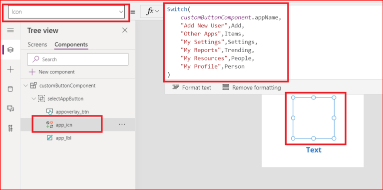 Creating Custom Button Component having Icon and Label in PowerApps ...